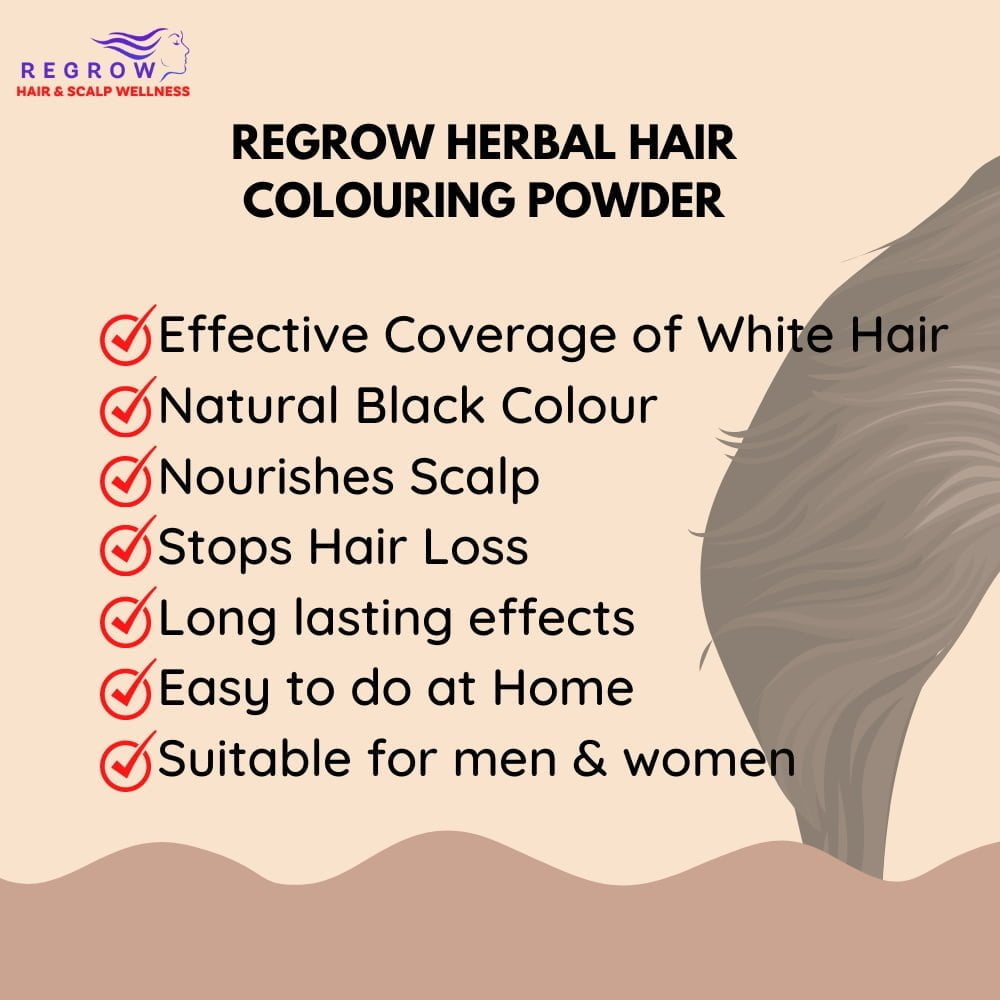 Regrow Herbal Hair Colouring Scalp Treatment Powder 100g FREE Hair Dye ...